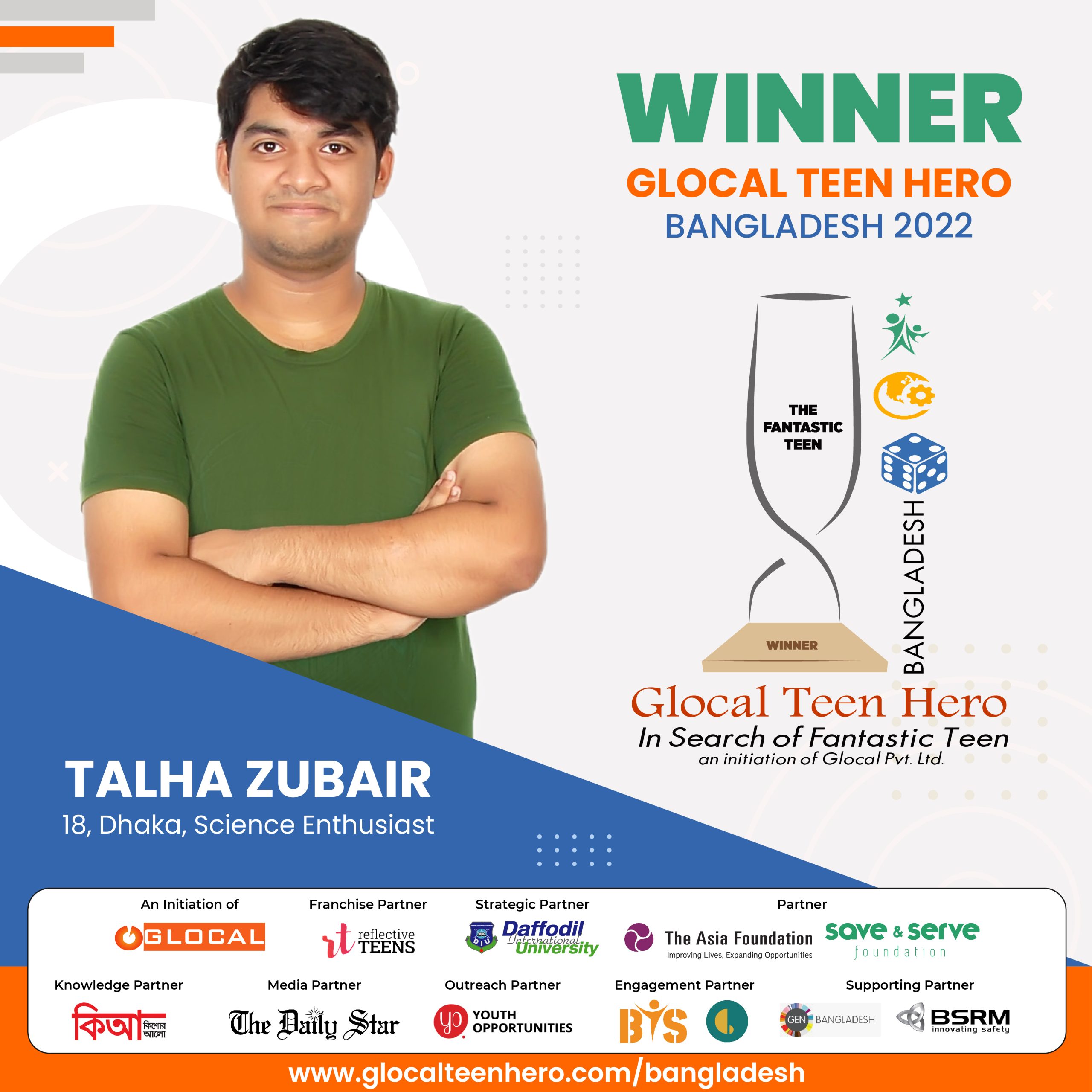 Mr. Talha Zubair: The Winner of the First Glocal Teen Hero Bangladesh. - Glocal Teen Hero