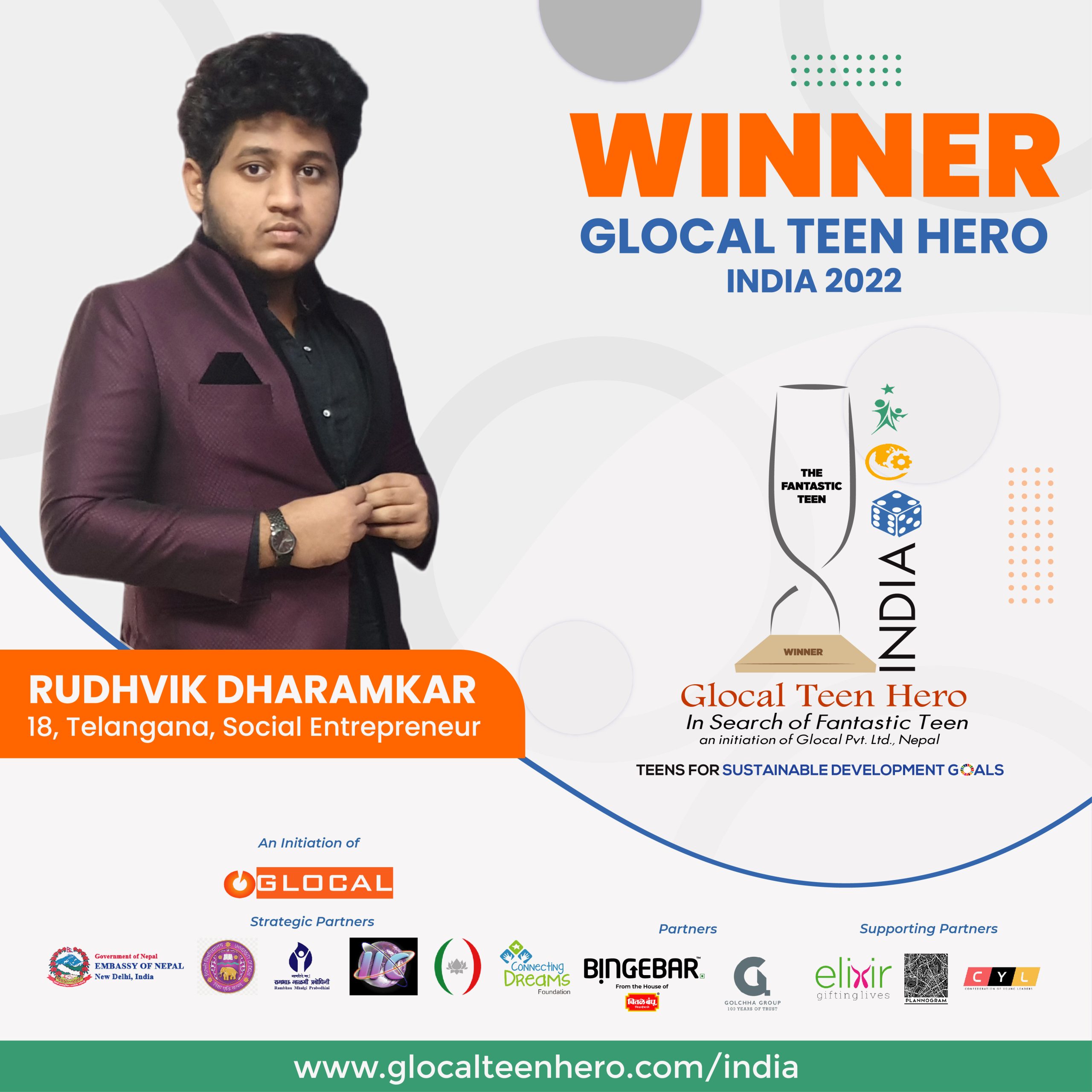 Mr. Rudhvik Dharamkar: The Winner of the Glocal Teen Hero India 2022 ...